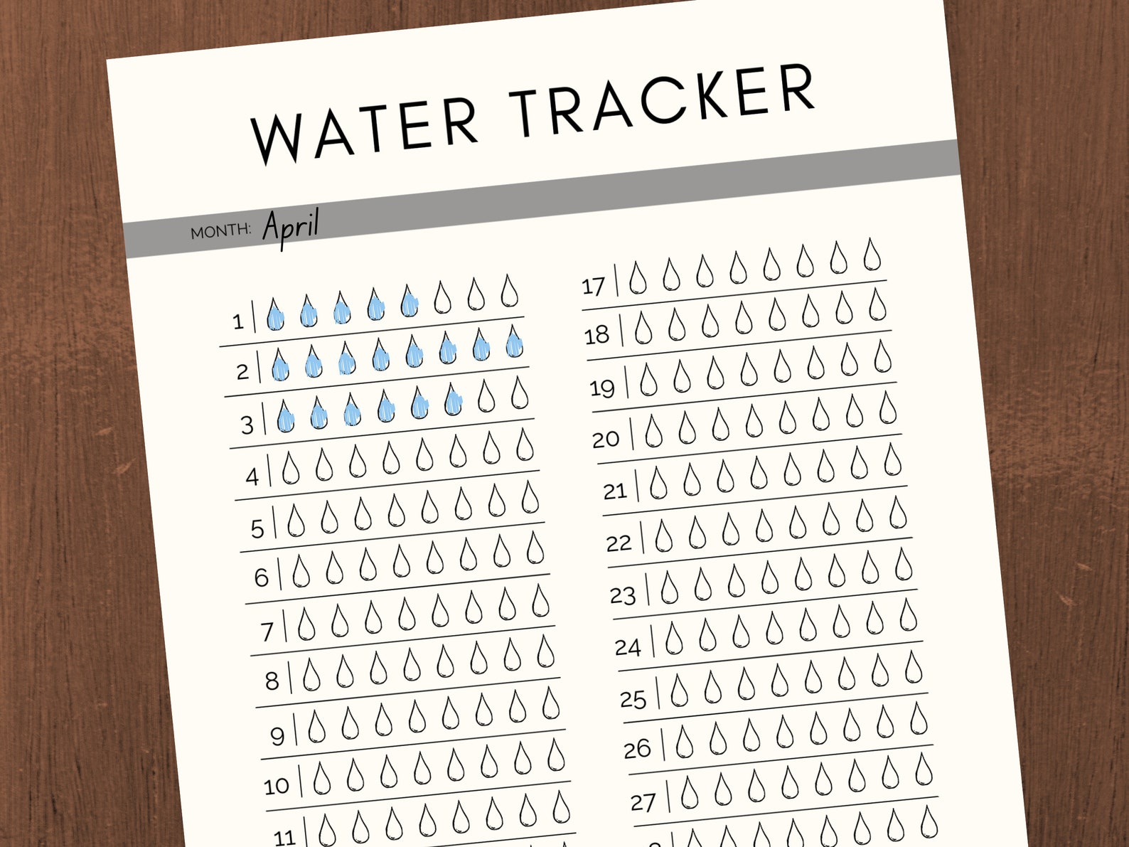 Water Intake Tracker Printable Monthly Water Tracker Hydration Tracker ...