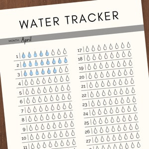 Water Intake Tracker Printable Monthly Water Tracker Hydration Tracker ...