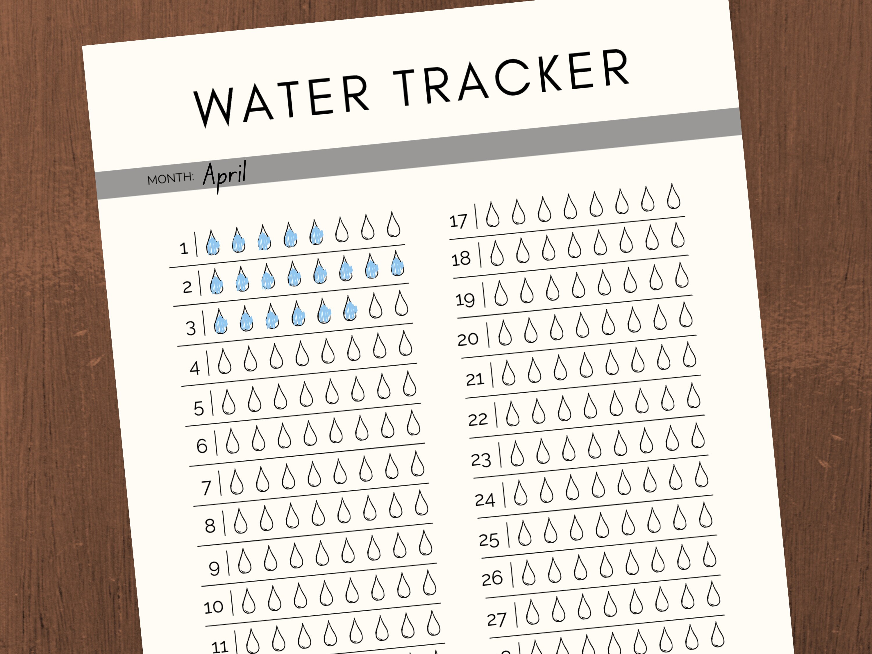 Water Intake Tracker Printable Monthly Water Tracker Hydration Tracker ...