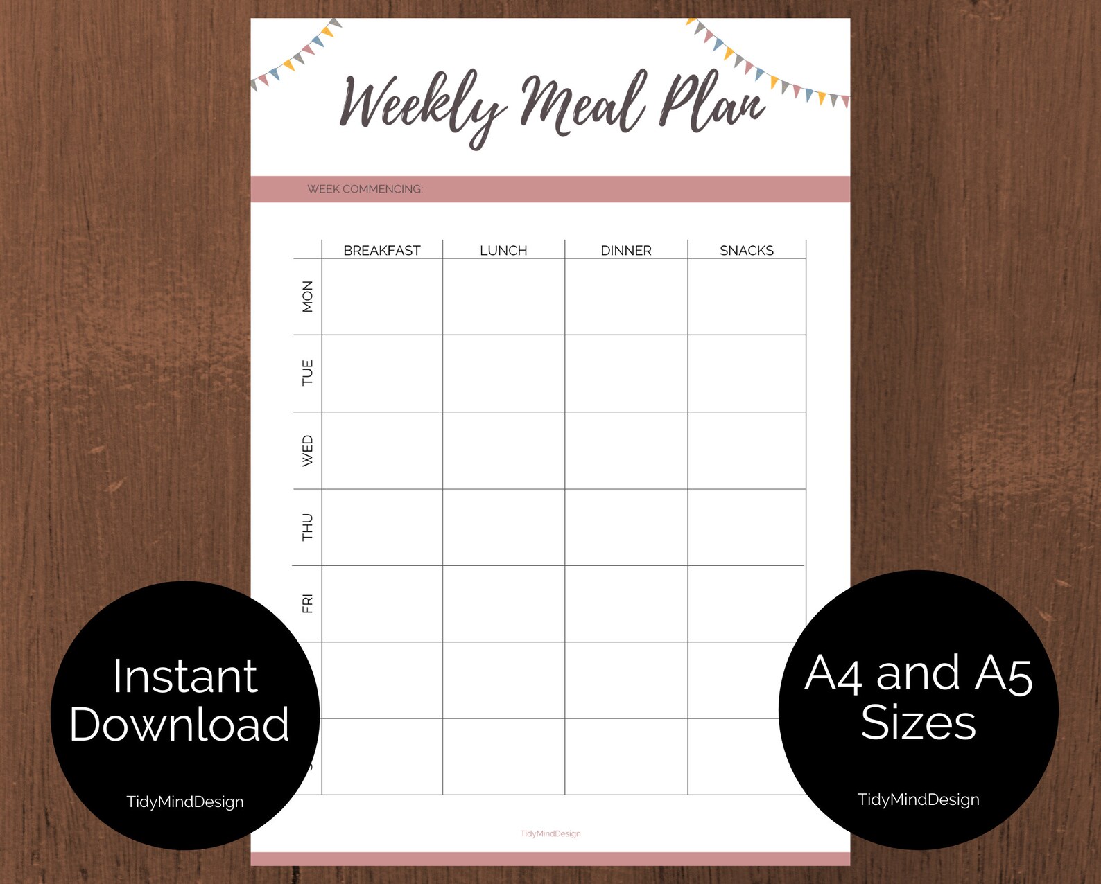 Weekly Meal Planner Printable Meal Prep Template 7 Day Menu Planner ...
