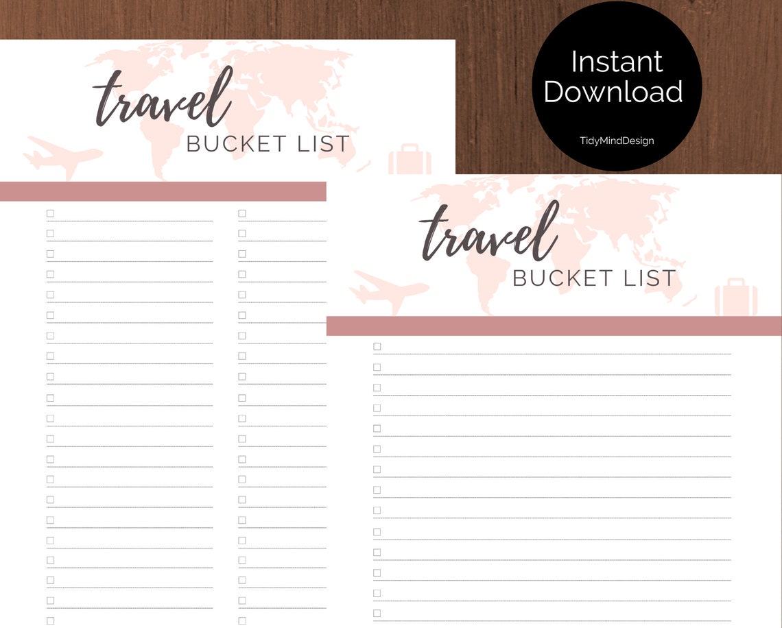 Travel Bucket List Printable | Bucket List Template | Adventure Bucket ...