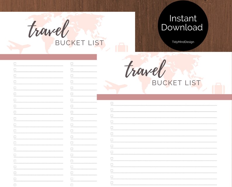 Travel Bucket List Printable | Bucket List Template | Adventure Bucket ...