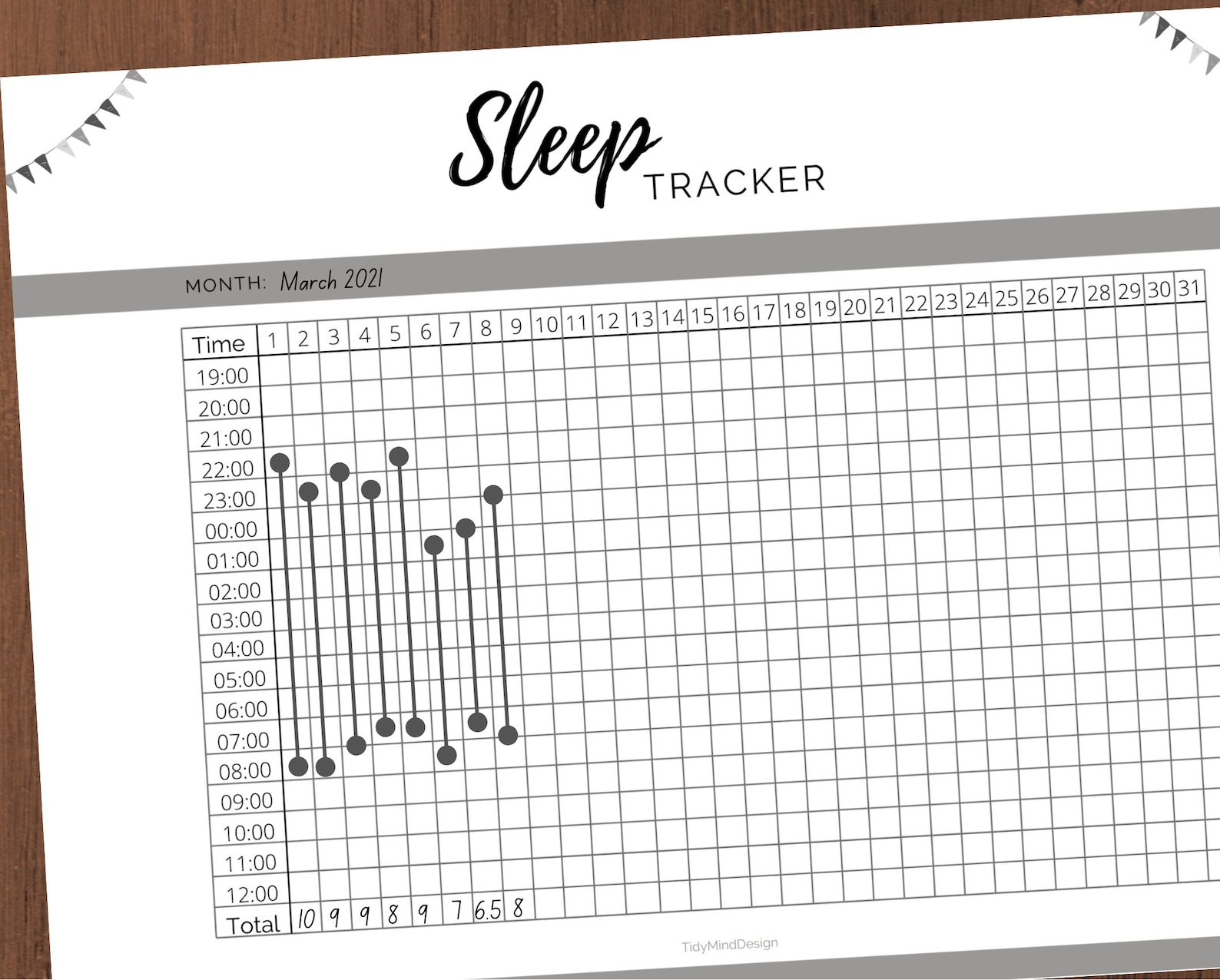 Monthly Sleep Tracker Printable | Sleep Log Template | Sleep Hours ...