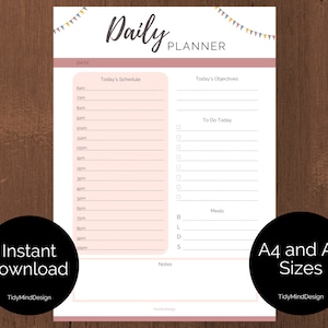 Daily Planner Printable | Daily Organizer Template | to Do List for ...