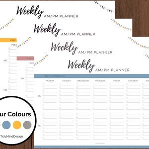 Weekly AM PM Planner Printable | Weekly Schedule Template | Morning ...