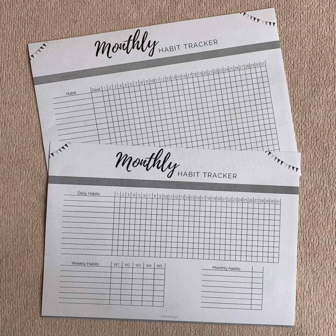 Monthly Habit Tracker Printable | Daily Habits Template | Habit ...