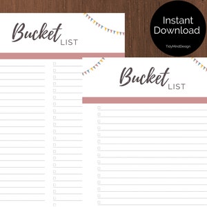 Bucket List Printable Template | Life Goals List | Things to Do Before ...