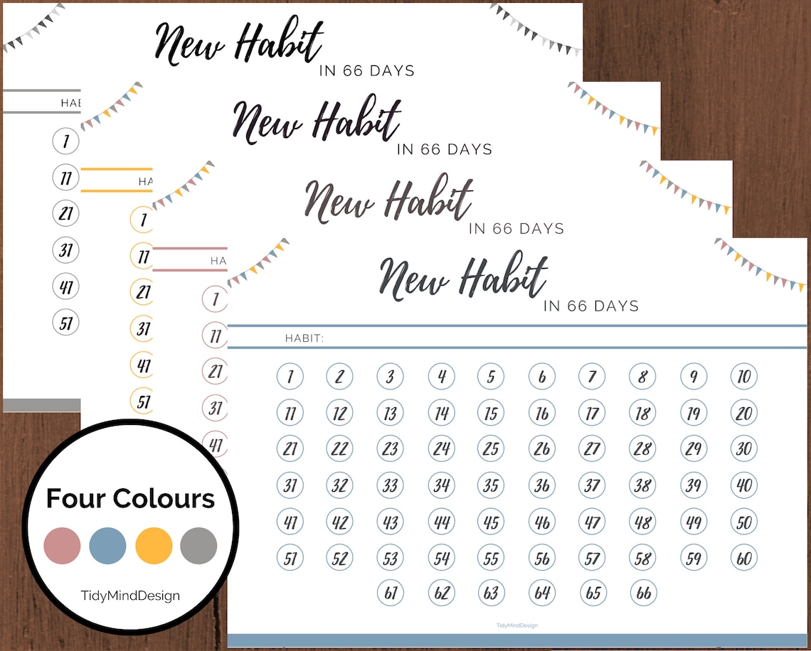 Form a New Habit Printable | Habit Tracker Printable | 66 Day Challenge ...
