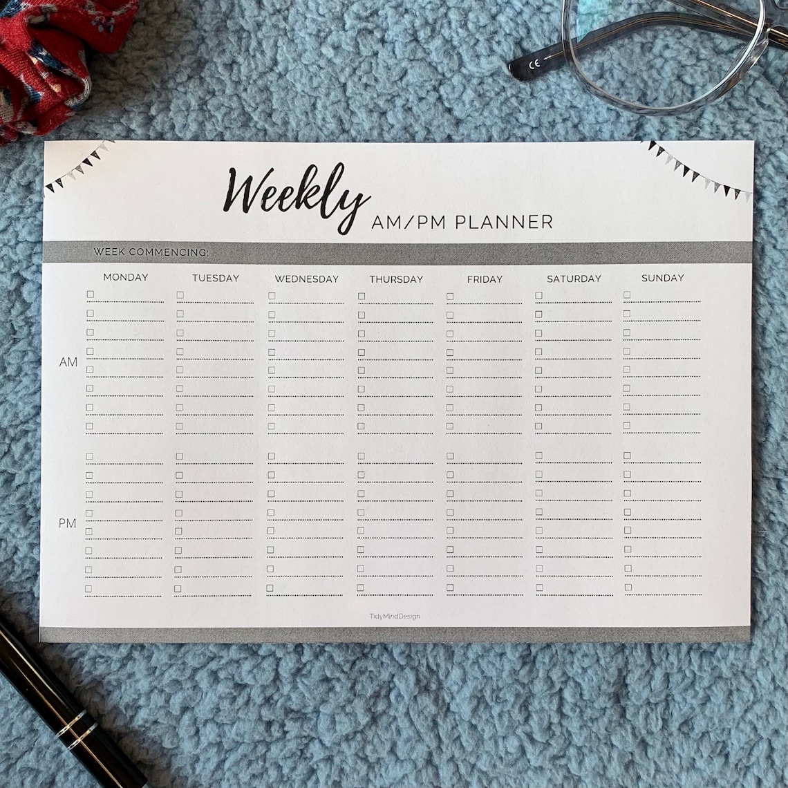 Weekly AM PM Planner Printable | Weekly Schedule Template | Morning ...
