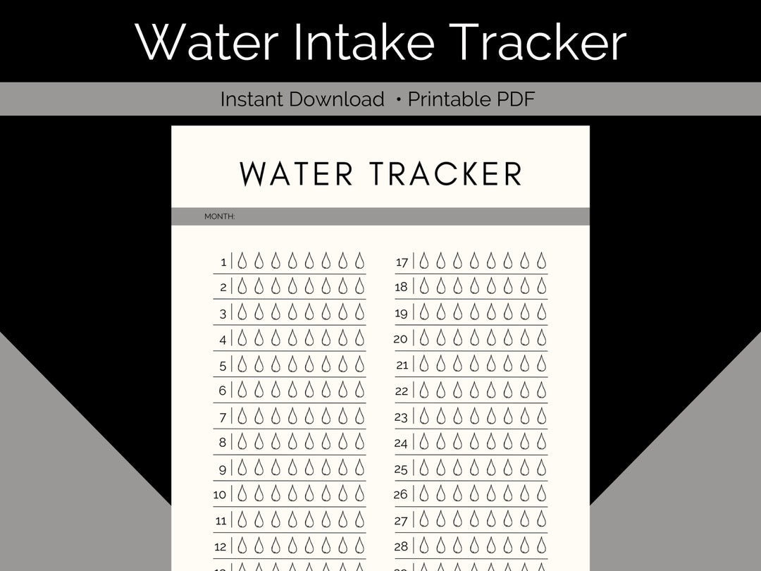 Water Intake Tracker Printable Monthly Water Tracker Hydration Tracker ...
