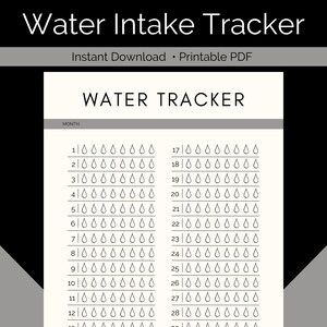 Water Intake Tracker Printable Monthly Water Tracker Hydration Tracker ...
