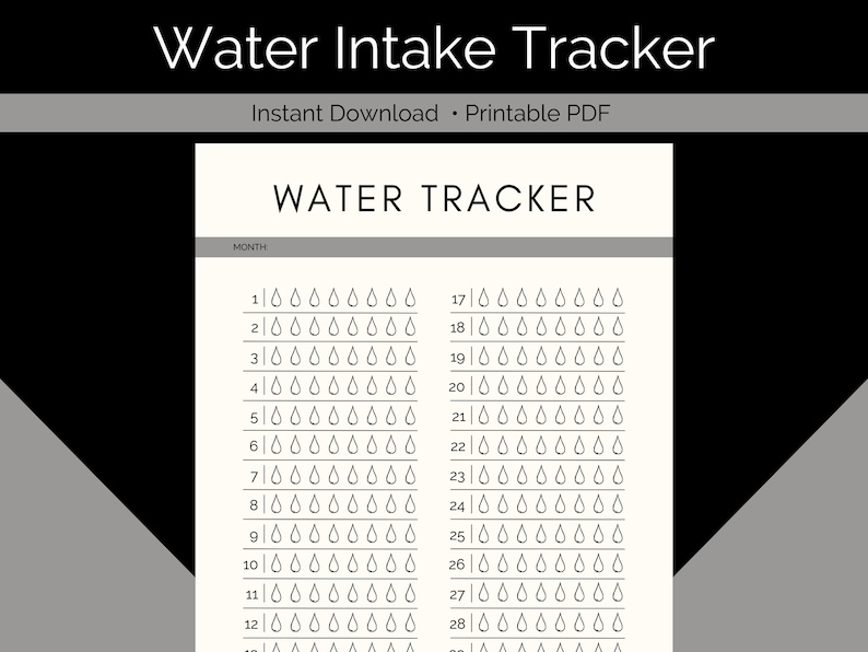 Water Intake Tracker Printable Monthly Water Tracker Hydration Tracker ...