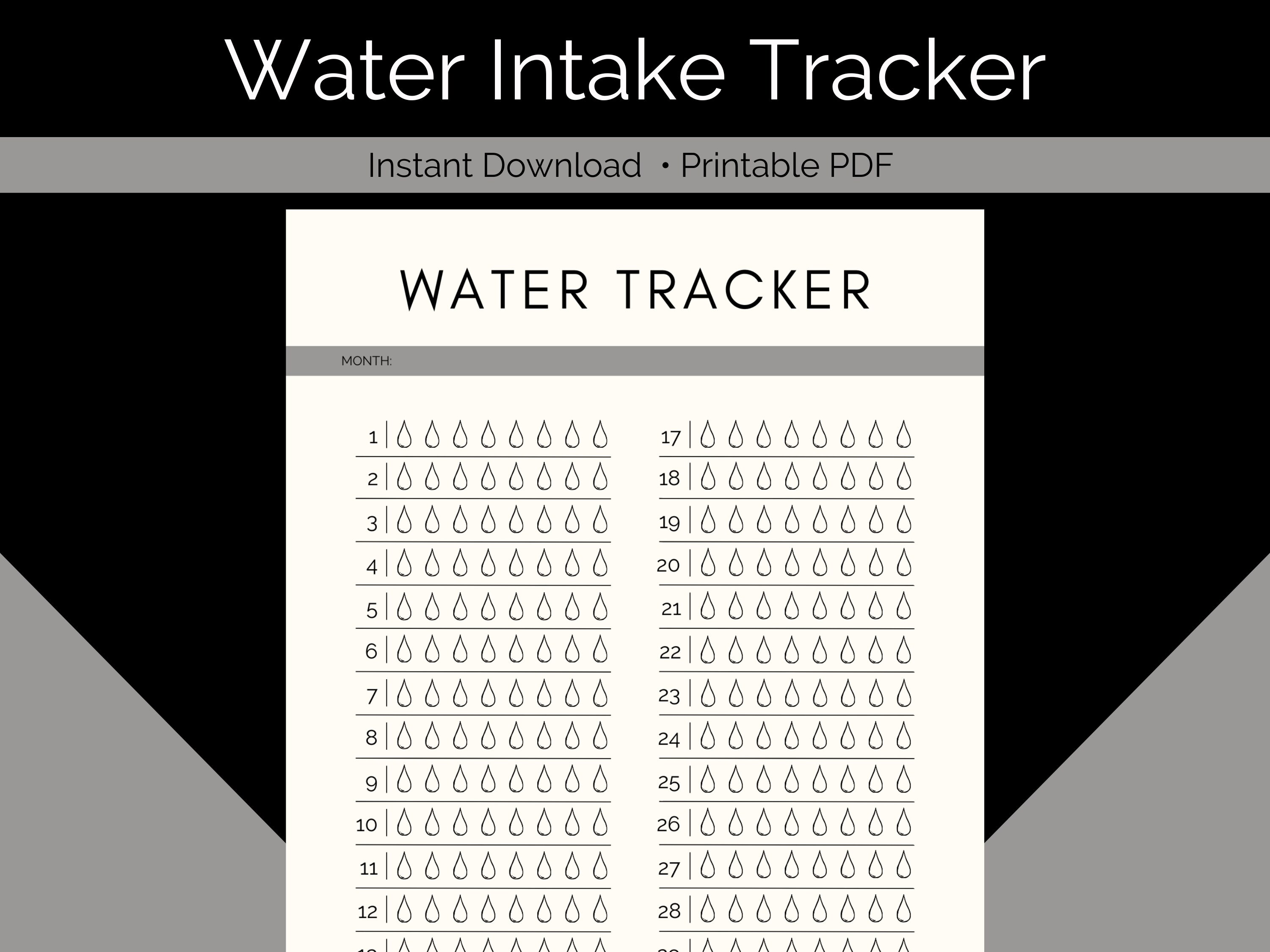 Water Intake Tracker Printable Monthly Water Tracker Hydration Tracker ...