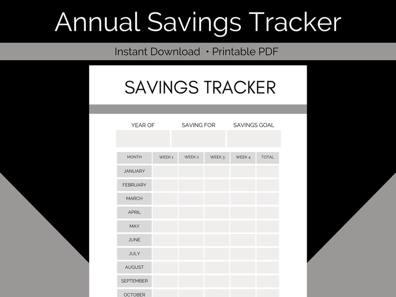 Annual Savings Tracker Printable Savings Planner Savings Challenge ...