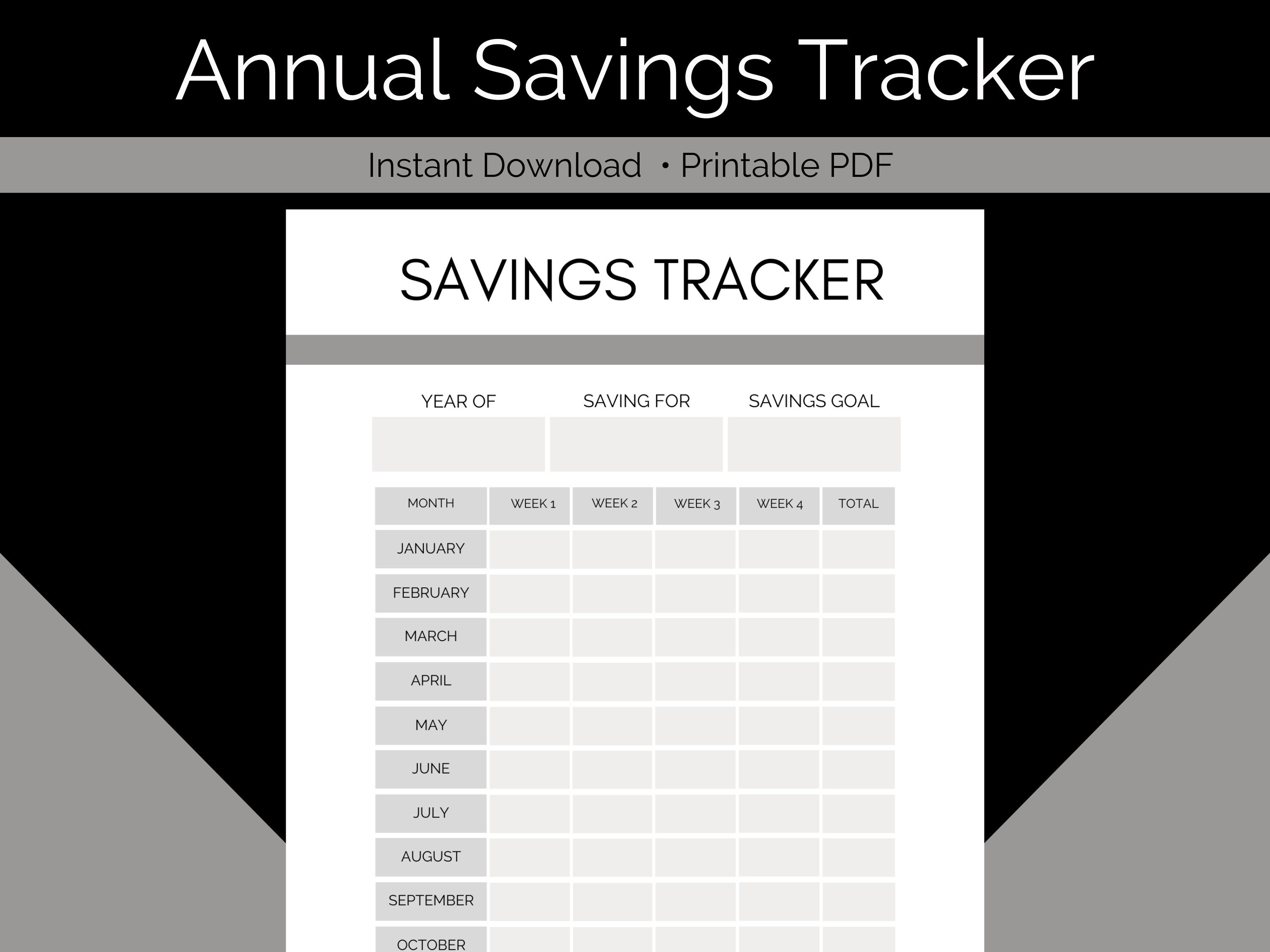 Annual Savings Tracker Printable Savings Planner Savings Challenge ...