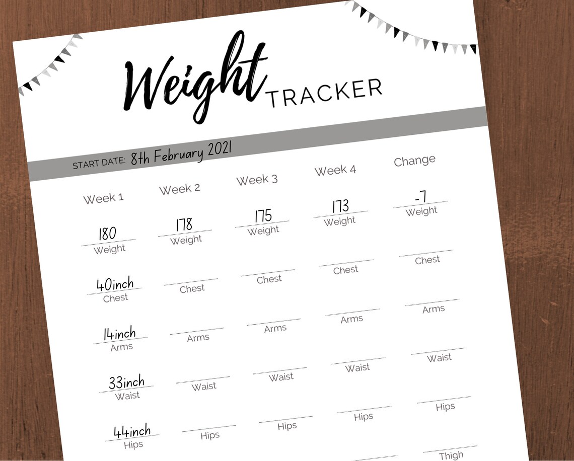 Monthly Weight Tracker Printable Weekly Weigh In Template | Etsy