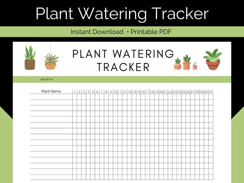 Printable Plant Watering Tracker | Houseplant Watering Schedule | Plant ...