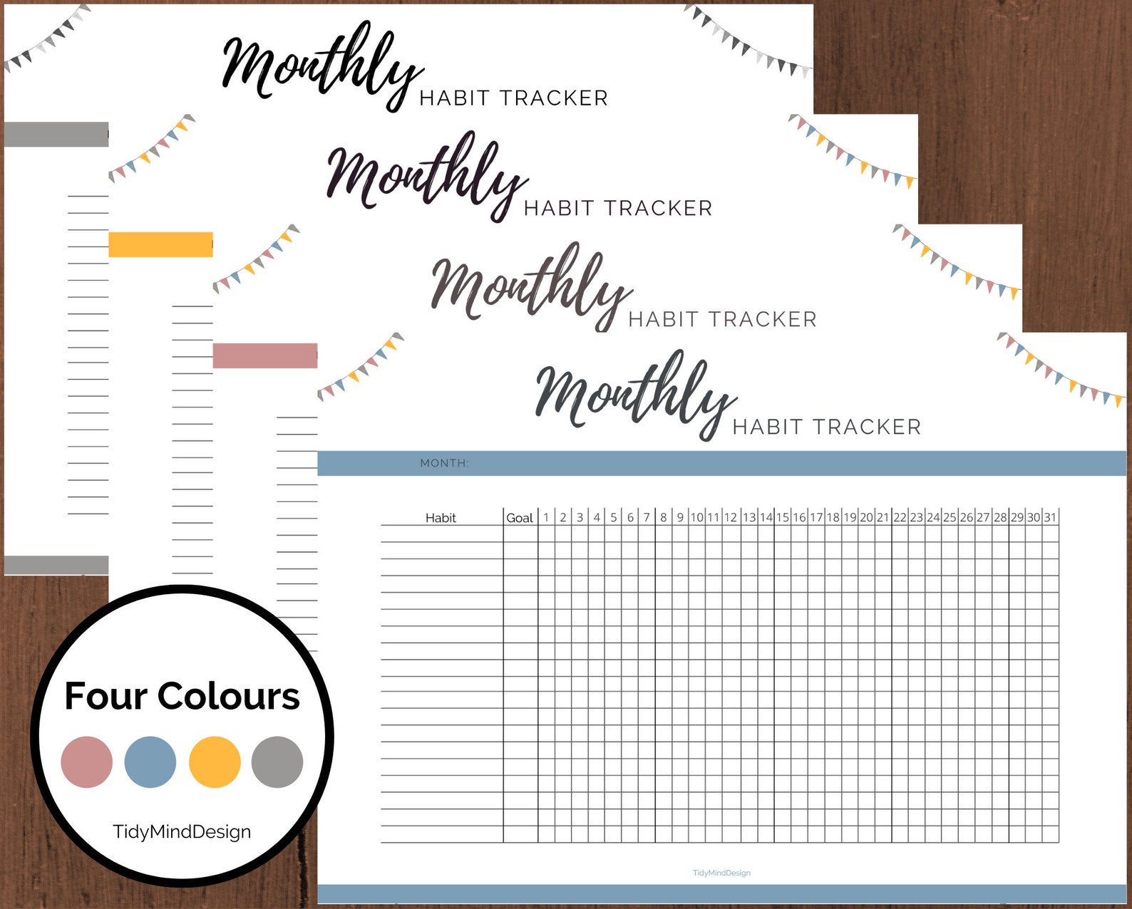 Monthly Habit Tracker Printable | Daily Habits Template | Habit ...