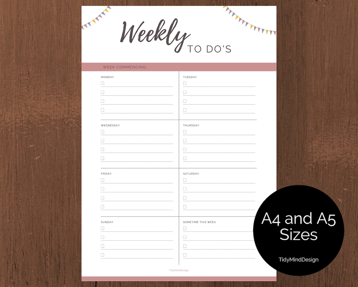 Weekly to Do List Printable Weekly Planner Template Task Planner Weekly ...