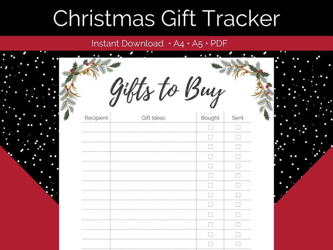 Printable Christmas Gift Tracker | Holiday Gift Checklist | Christmas ...