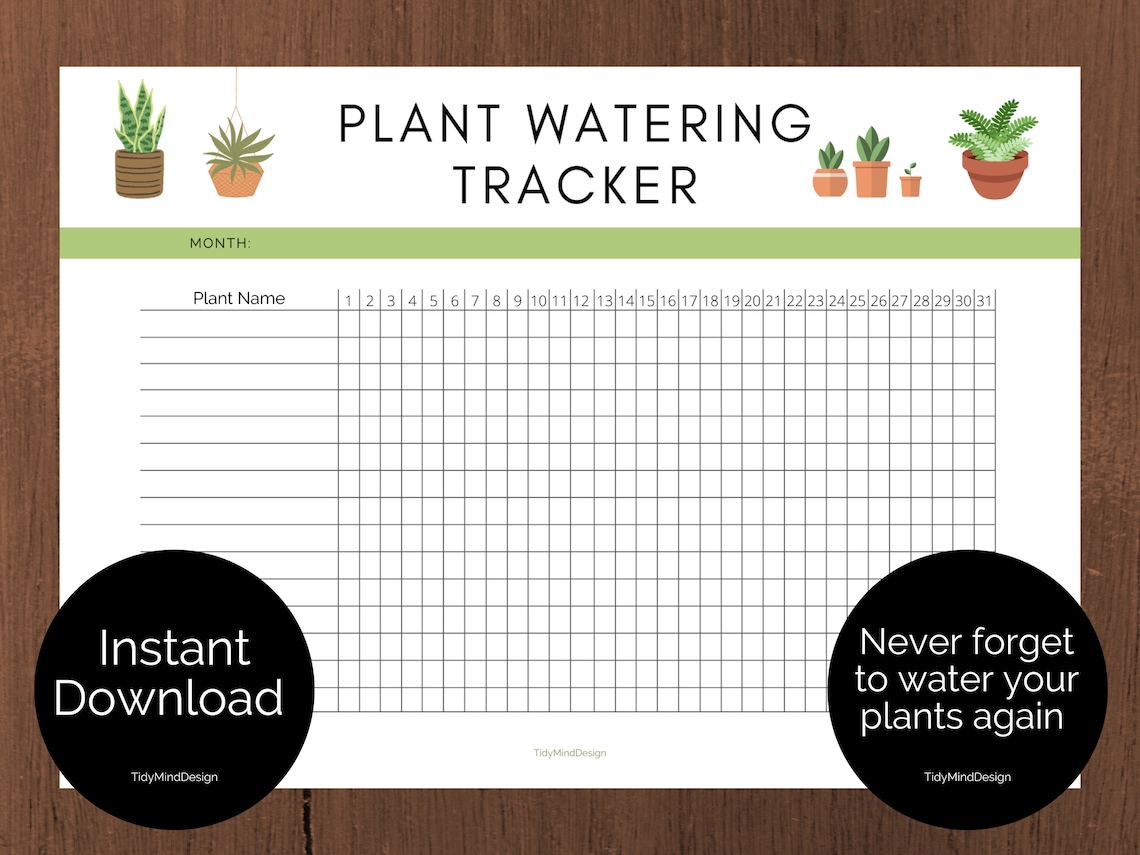 Printable Plant Watering Tracker | Houseplant Watering Schedule | Plant ...