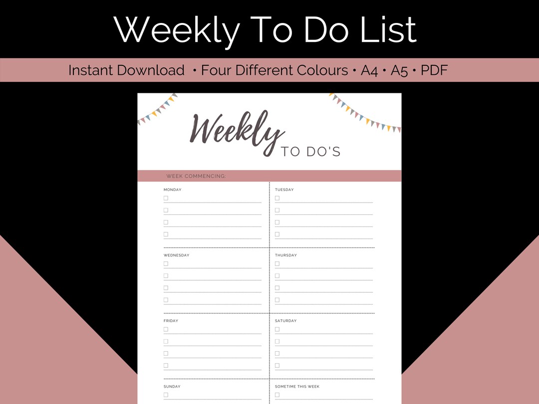 Weekly to Do List Printable | Weekly Planner Template | Task List ...