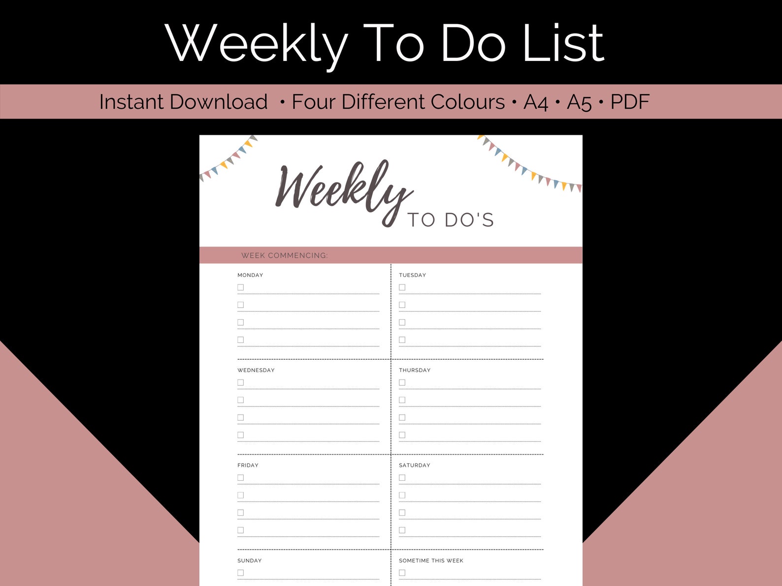 Weekly to Do List Printable | Weekly Planner Template | Task List ...