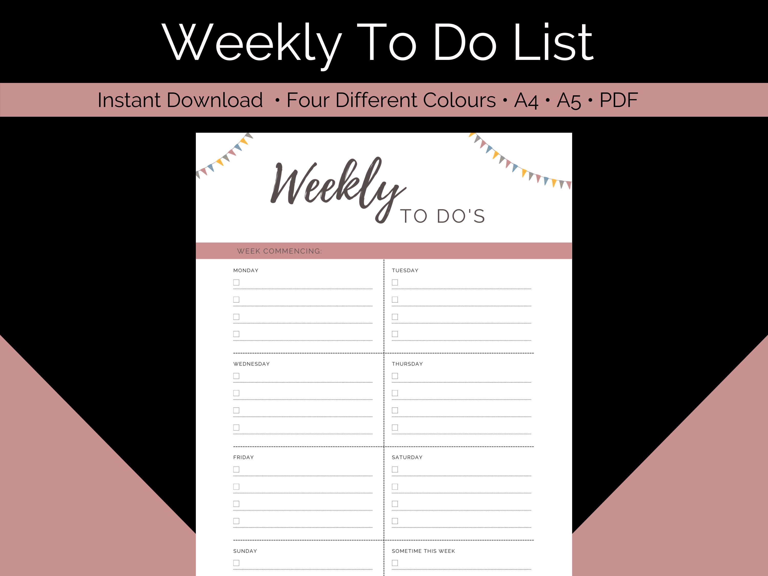 Weekly to Do List Printable | Weekly Planner Template | Task List ...