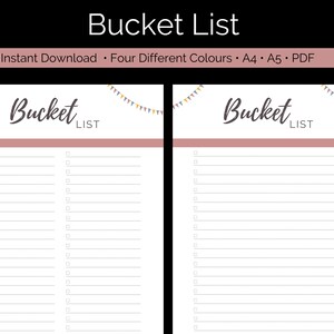 Bucket List Printable Template | Life Goals List | Things to Do Before ...
