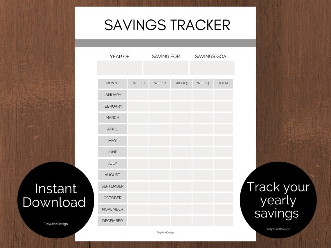 Annual Savings Tracker Printable Savings Planner Savings Challenge Savings Log Finance ...