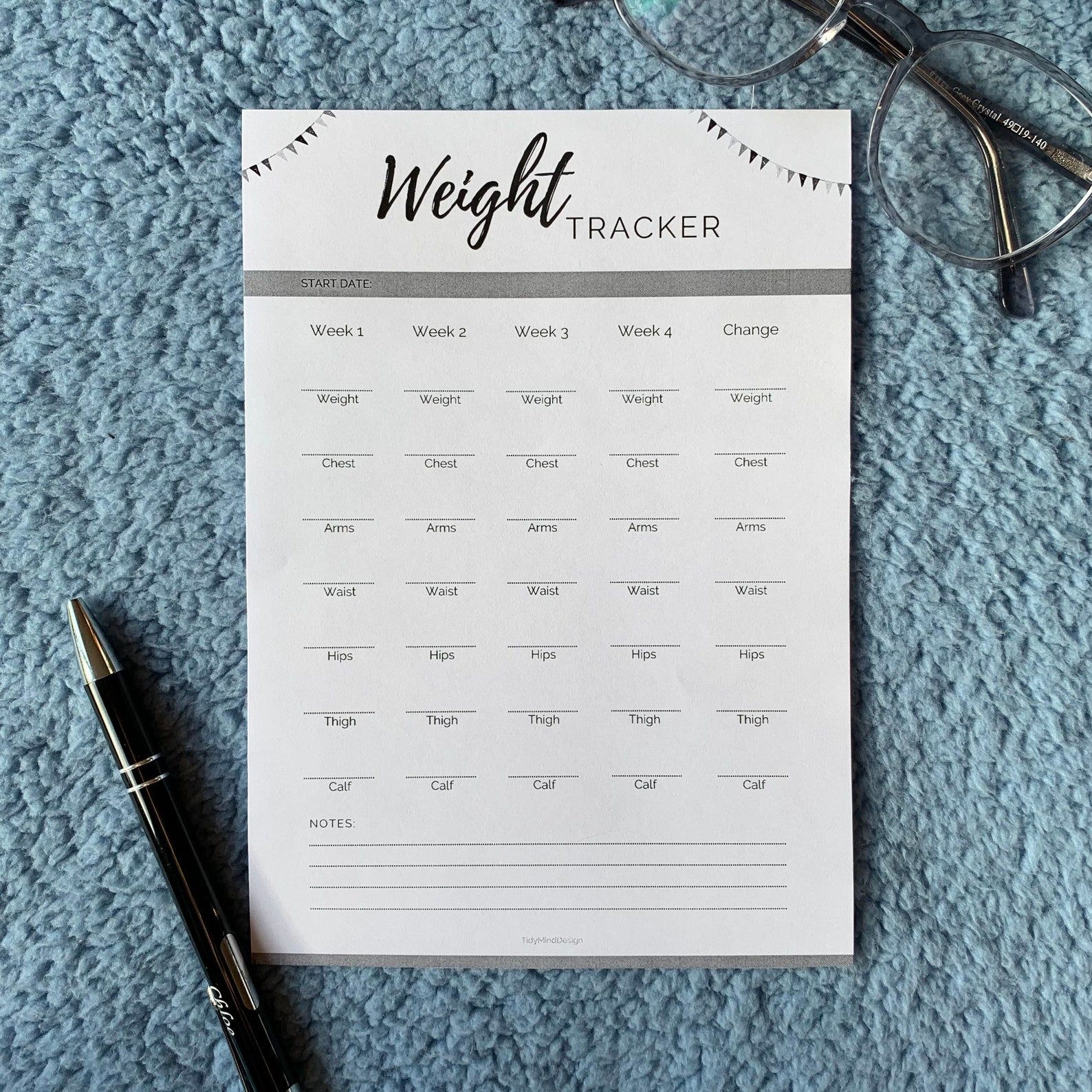 Monthly Weight Tracker Printable Weekly Weigh in Template Body ...
