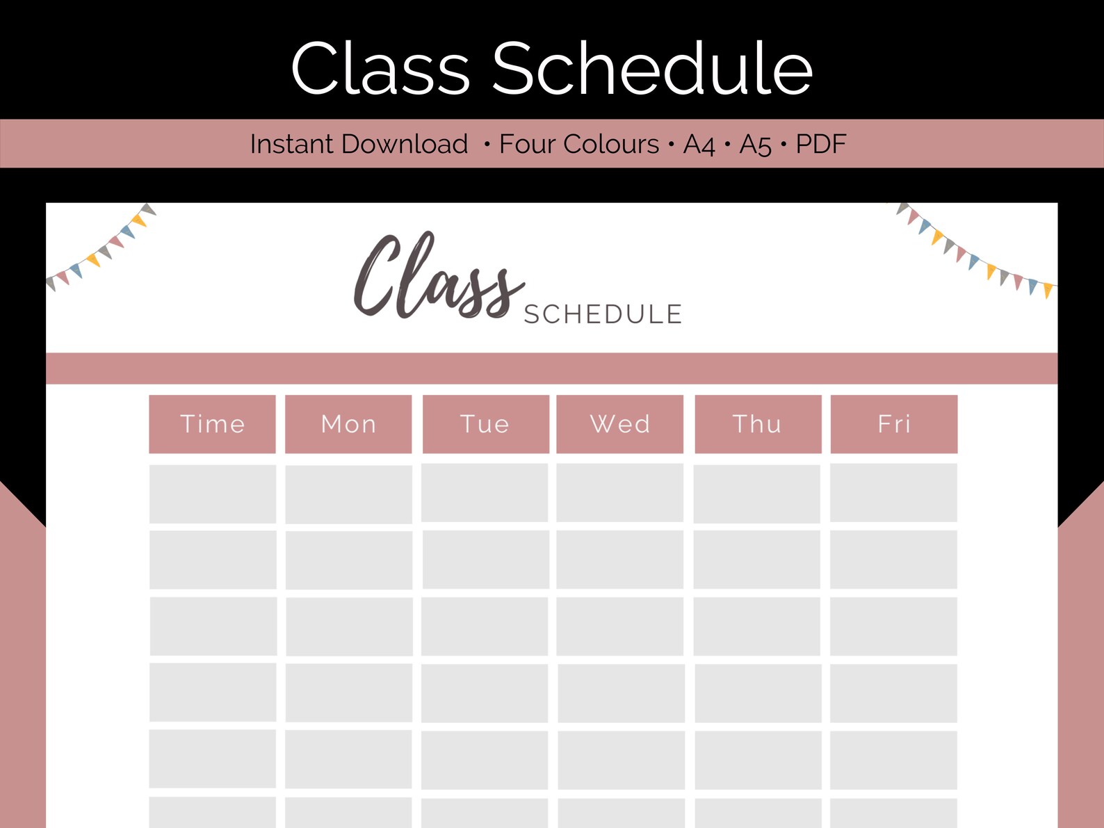 Weekly Class Schedule Printable | Printable School Timetable Template ...