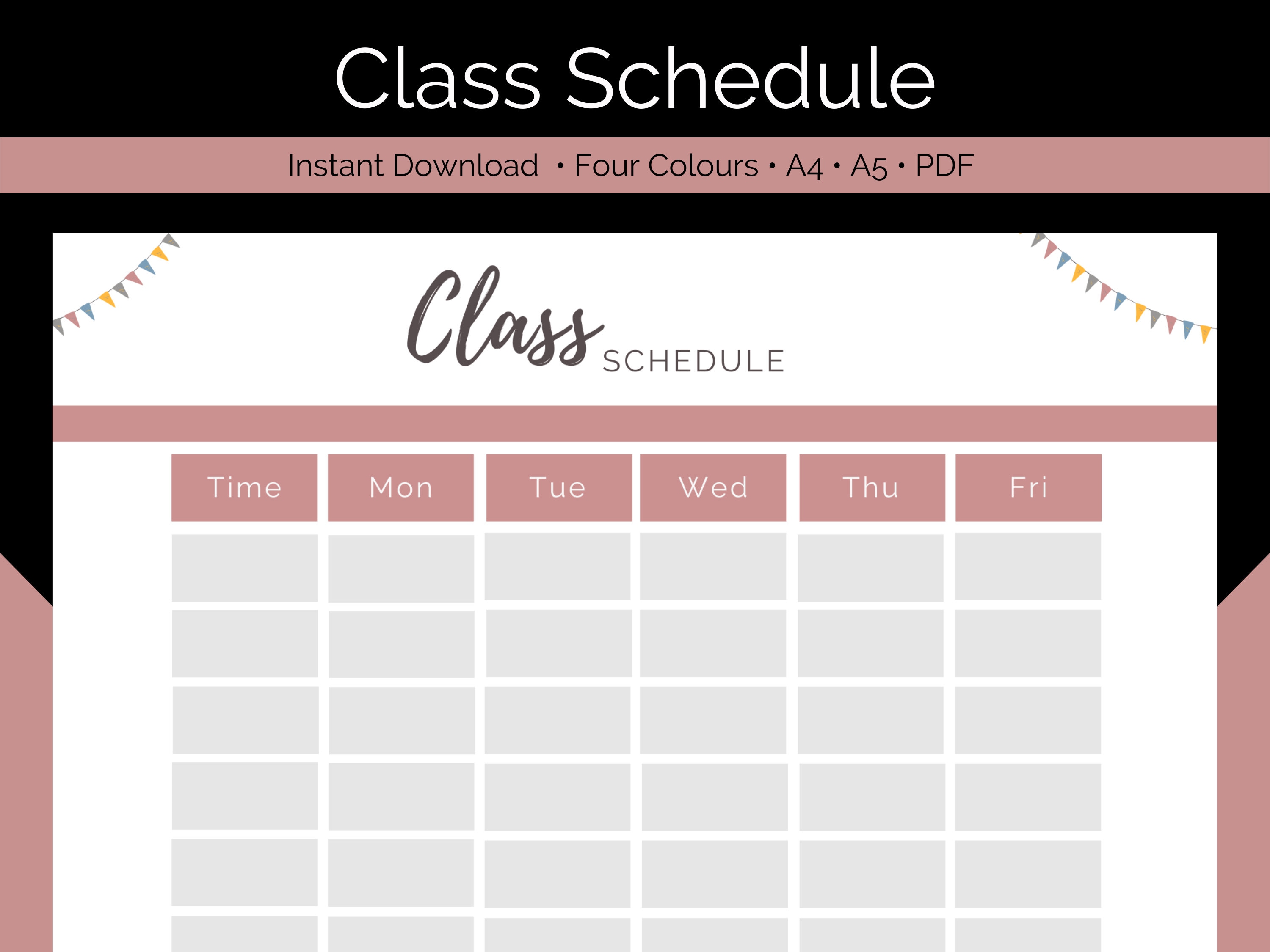 Weekly Class Schedule Printable | Printable School Timetable Template ...
