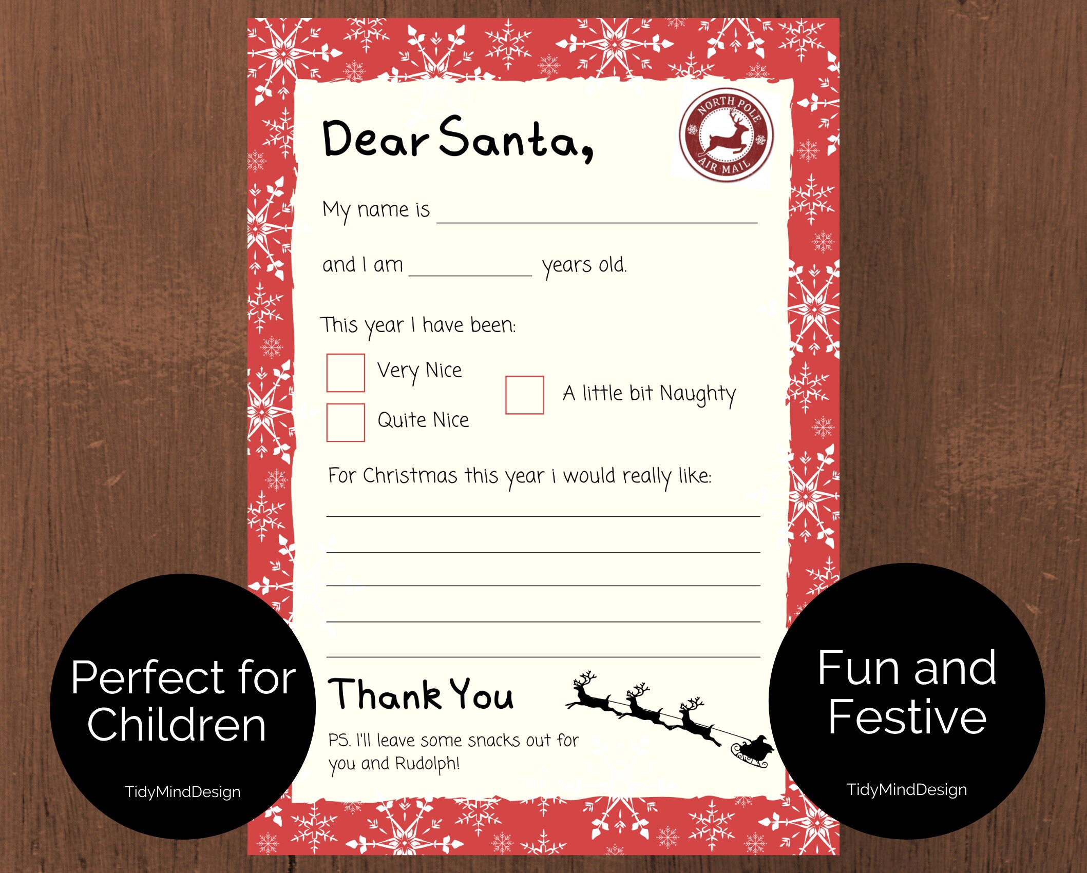 Printable Letter to Santa Claus Kids Christmas Wish List Christmas ...