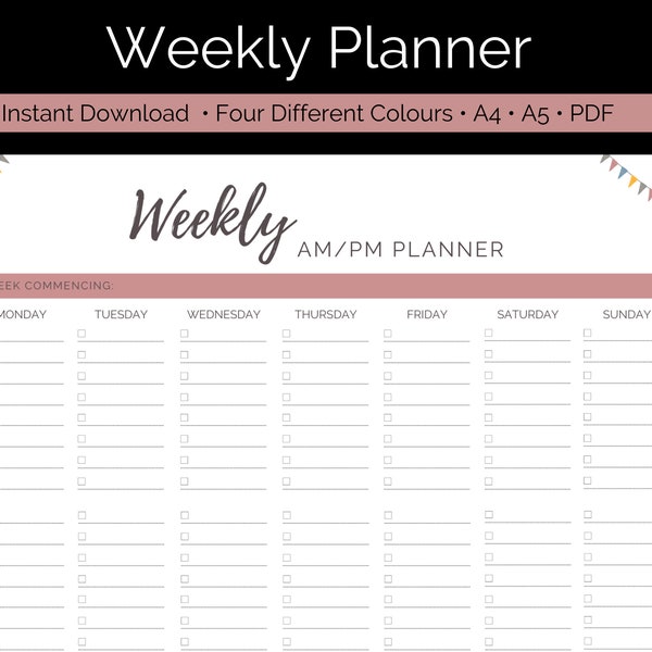 Weekly Work Planner - Etsy