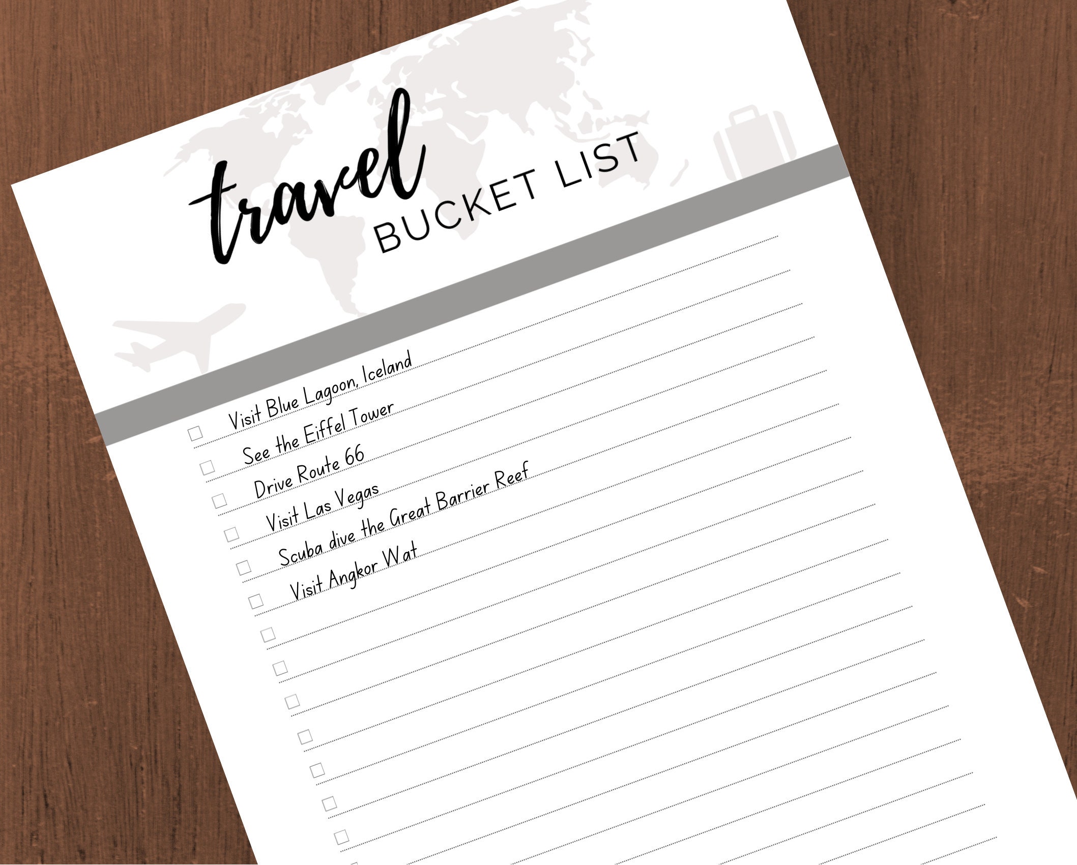 Travel Bucket List Printable | Bucket List Template | Adventure Bucket ...