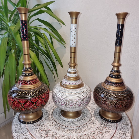 Handpainted Wooden Long Neck Jar | Etsy