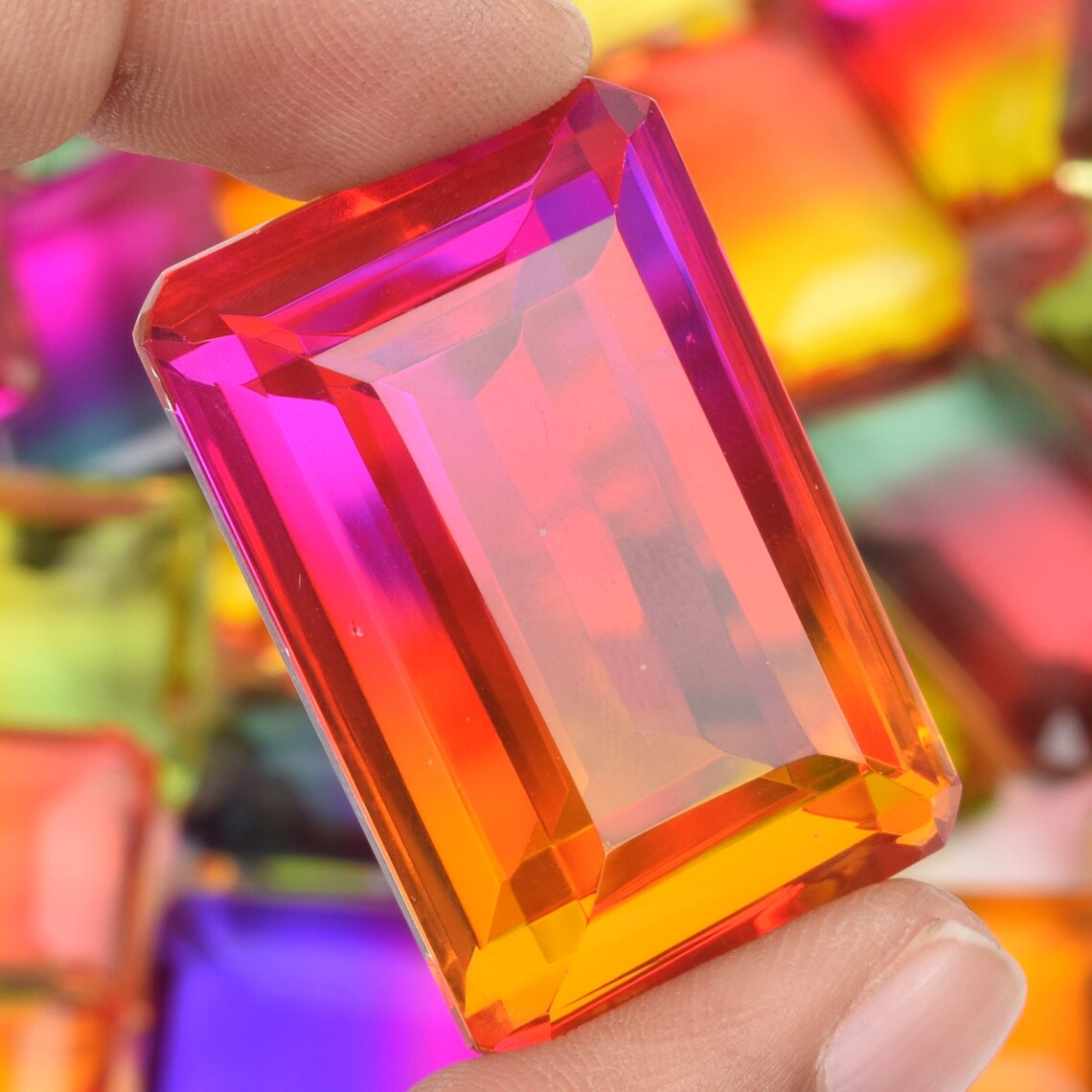 Smaragd Form Multi Color Faceted wunderschöne transluzente | Etsy