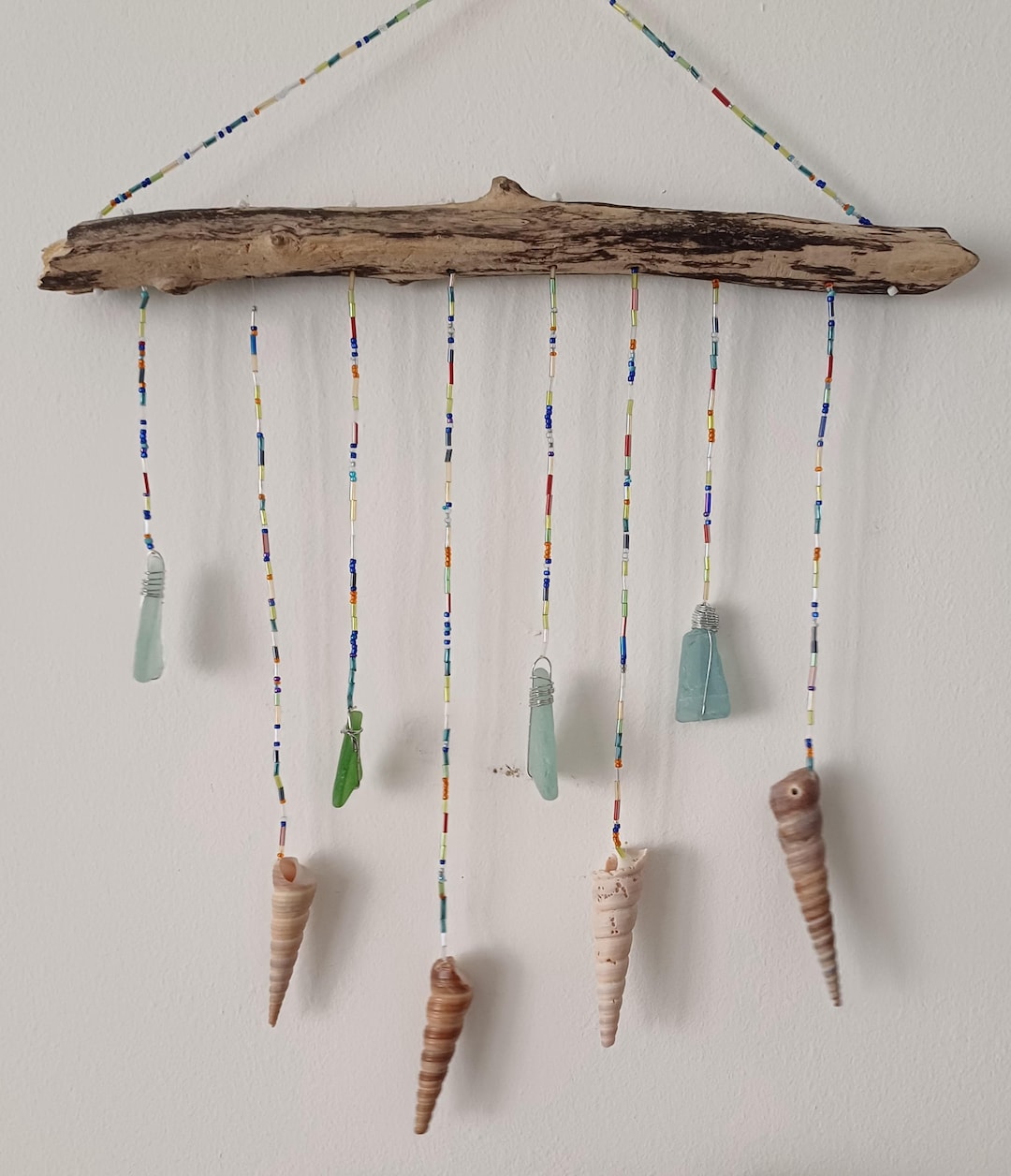 Sea Glass Mobile ,sea Shells Boho Style,wall,porch,balcony,beach House ...