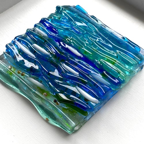 Fused Glass Ocean Wave Fused Glass Wall Art Waves Beach Etsy