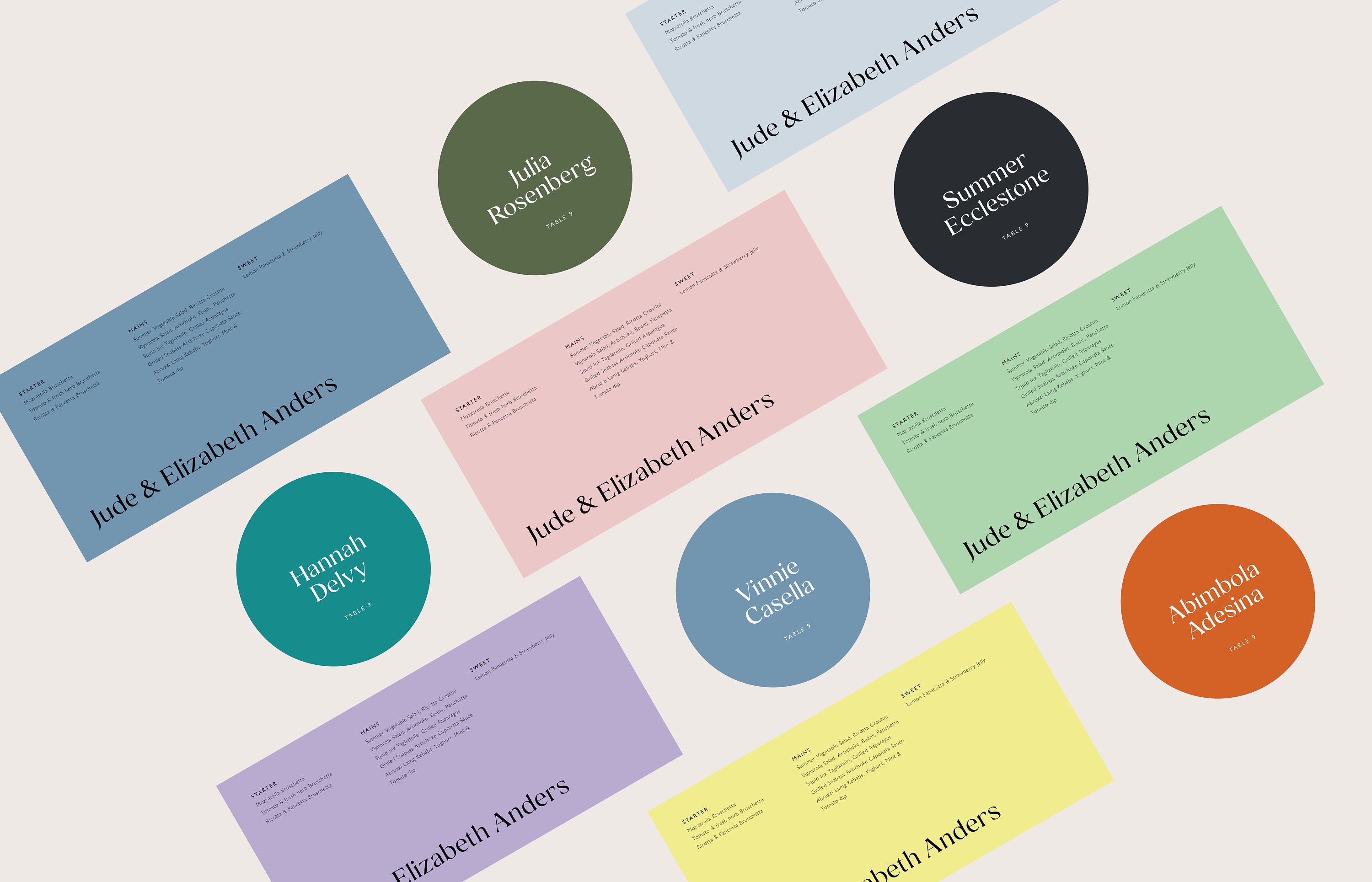 Horizontal Typographic Menu Card for on the Day/table Wedding ...