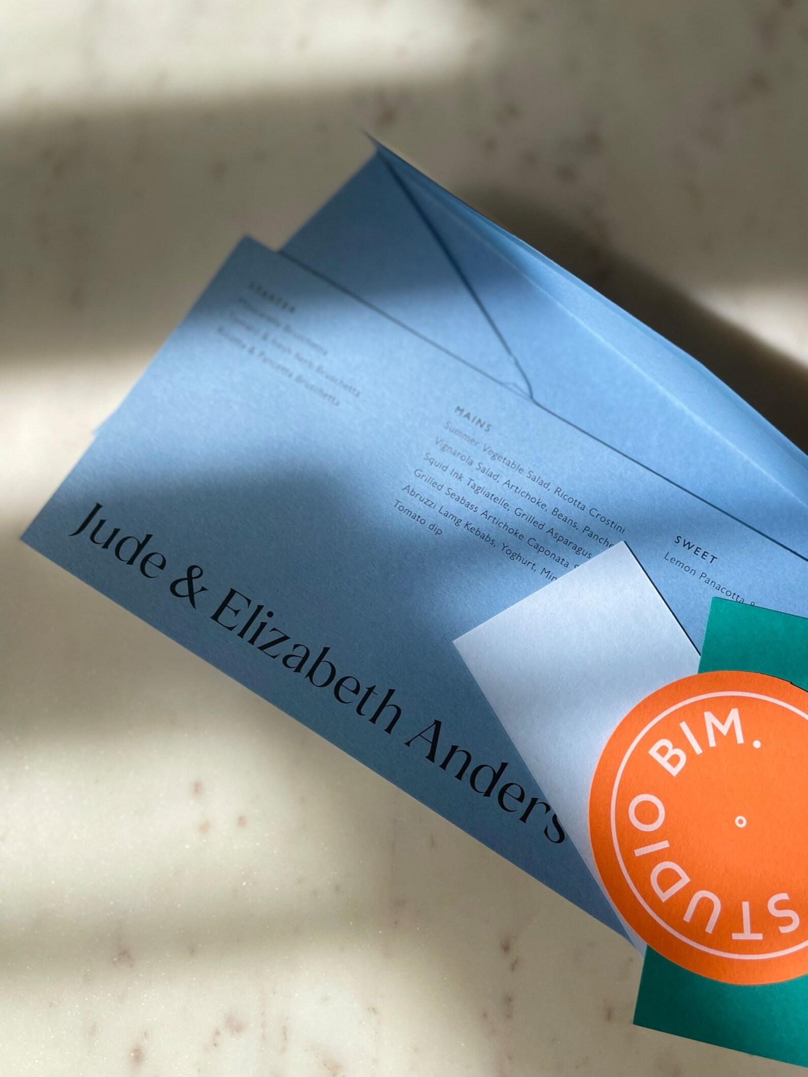 Horizontal Typographic Menu Card for on the Day/table Wedding ...