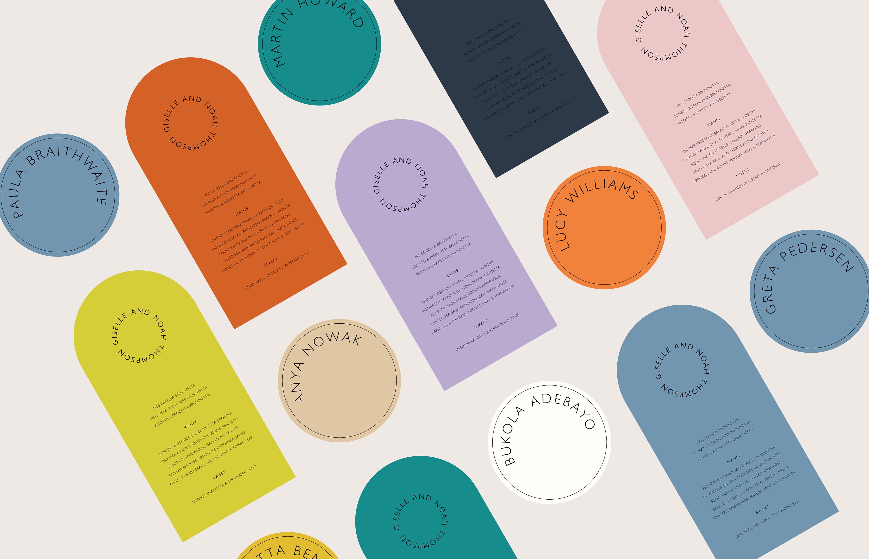 Arch/round/curve Minimal Menu Card for on the Day/table Wedding ...