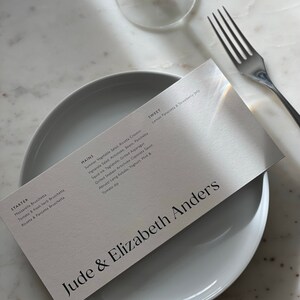 Horizontal Typographic Menu Card for on the Day/table Wedding ...
