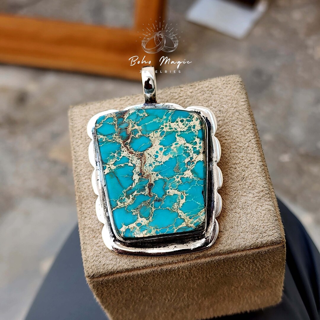 Blue Sea Sediment Jasper Pendant 925 Sterling Silver Pendant Sea ...