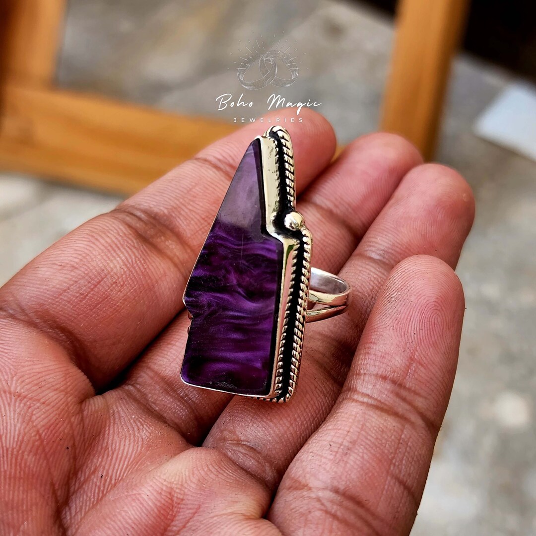 Purple Thailand Shell Ring, Handmade Ring, 925 Sterling Silver, Purple ...