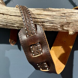 Vintage Brown Studded Guitar Strap Adjustable Length 42-55” - Etsy