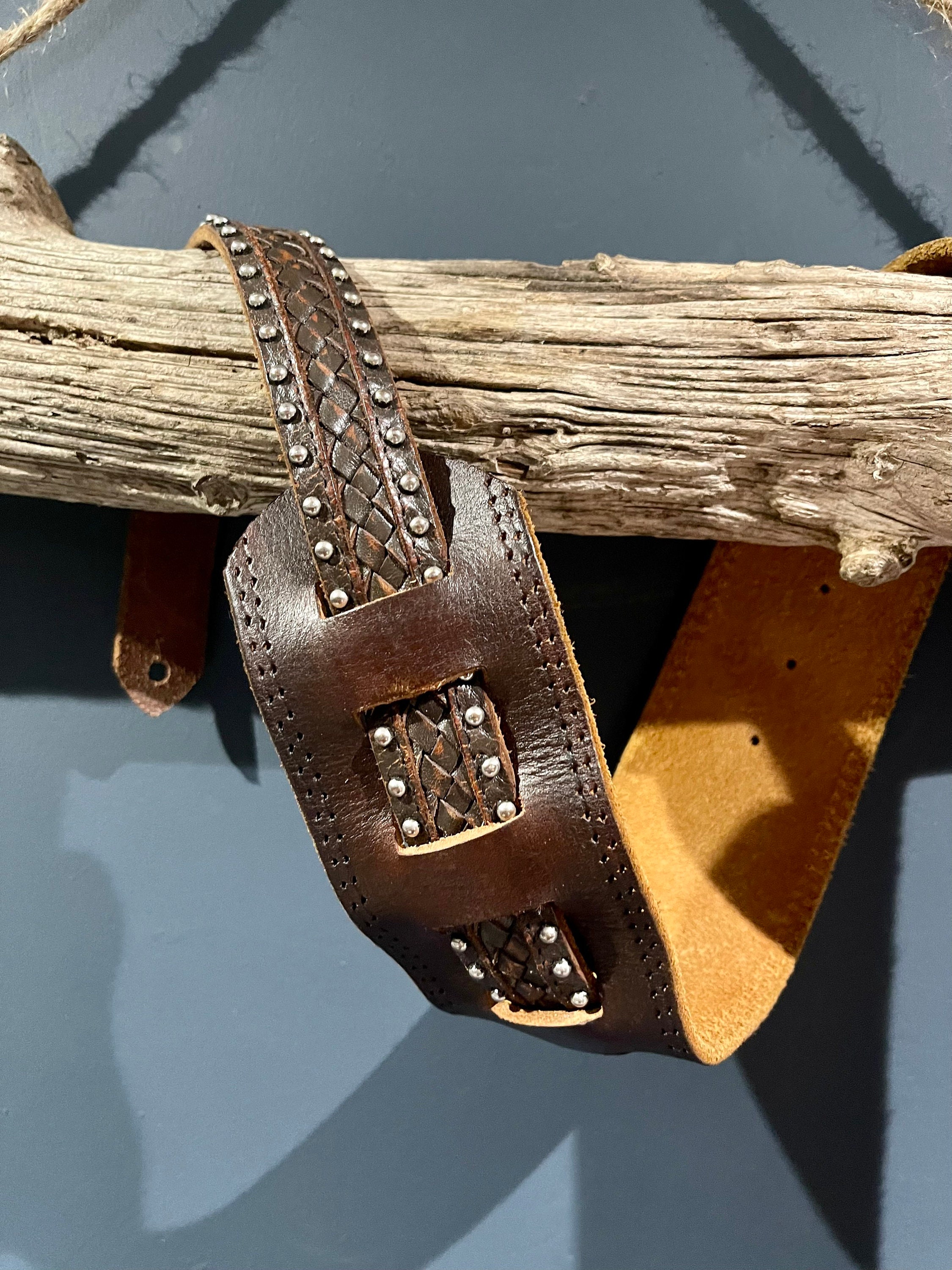 Vintage Brown Studded Guitar Strap Adjustable Length 42-55 - Etsy