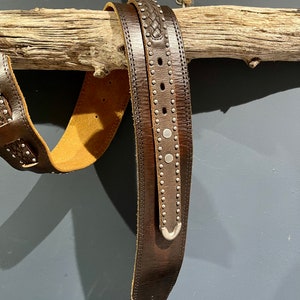 Vintage Brown Studded Guitar Strap Adjustable Length 42-55” - Etsy