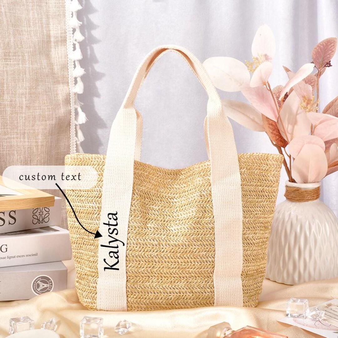 Personalized Straw Beach Bag: Custom Burlap Tote, Bridal Shower Gift - Etsy